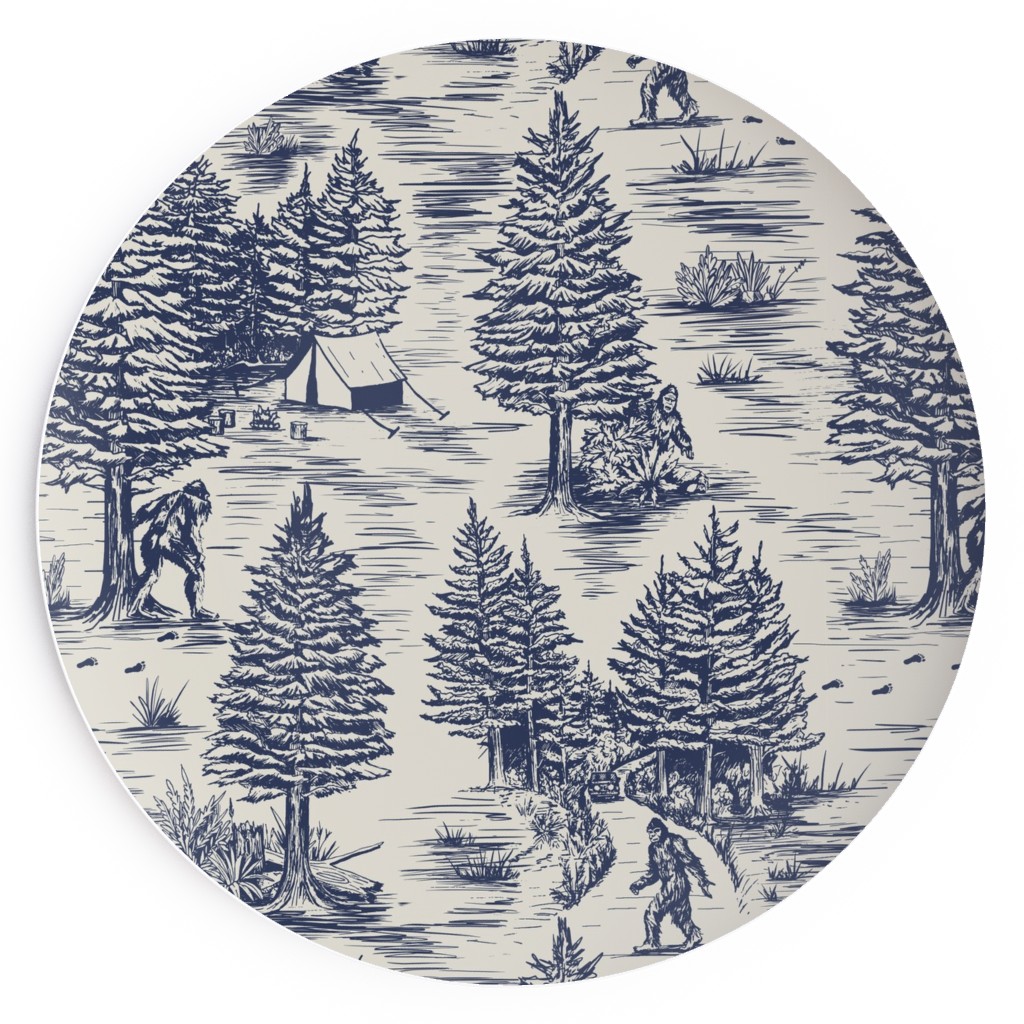 Bigfoot / Sasquatch Toile De Jouy - Blue Salad Plate | Shutterfly