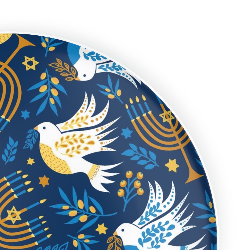 Hanukkah Birds and Menorahs - Dark Blue Salad Plate | Shutterfly