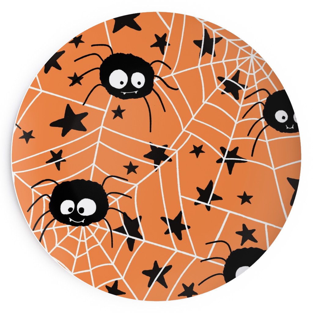 Cute Hand-Drawn Spider Halloween - Orange Salad Plate | Shutterfly