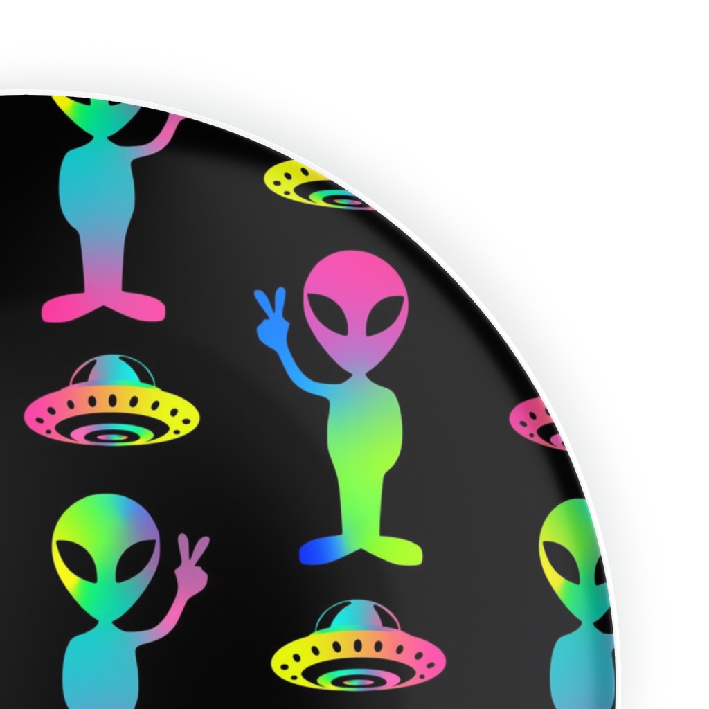 90's Rainbow Aliens and Ufos - Multi on Black Salad Plate | Shutterfly