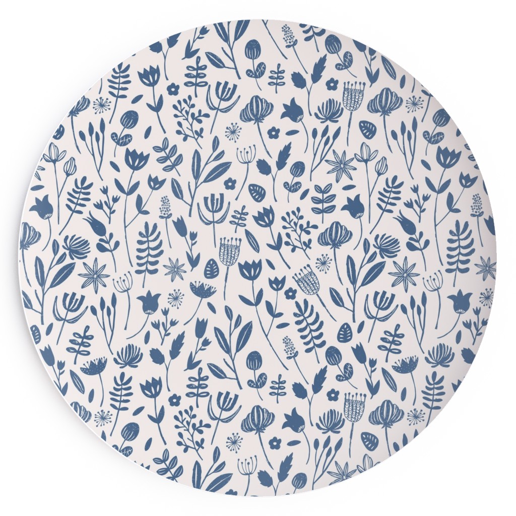 Folk Botanical Print - Blue Salad Plate | Shutterfly