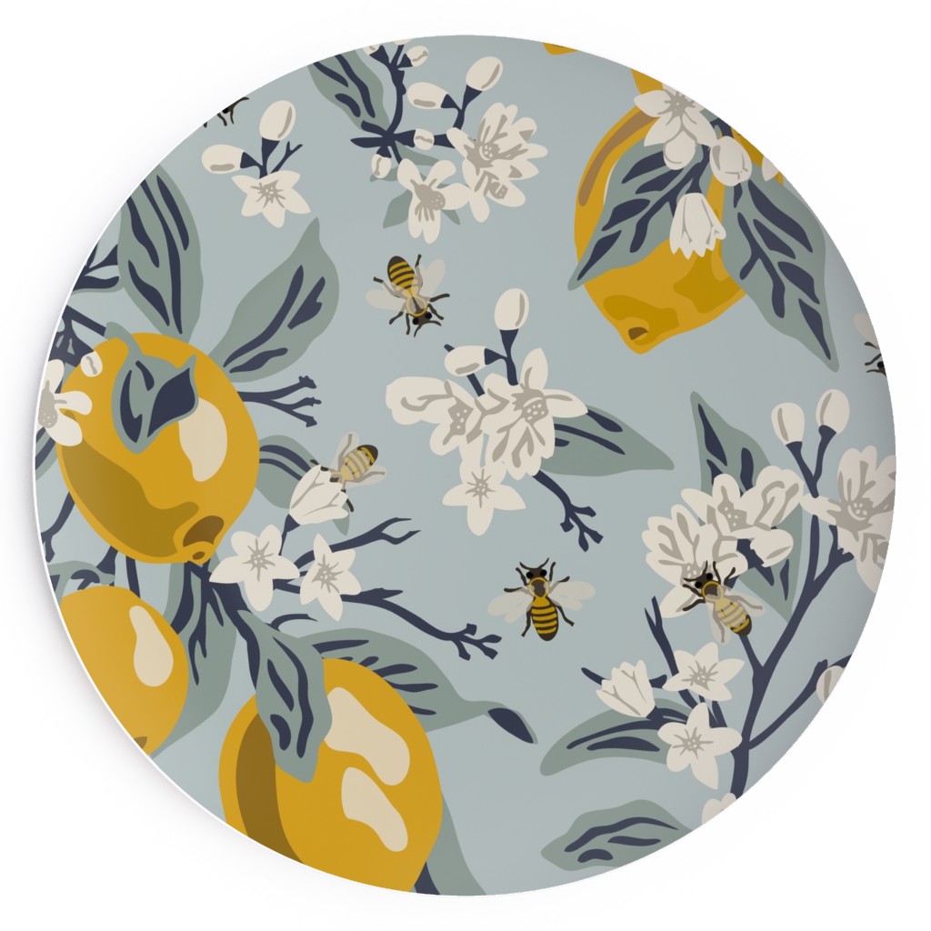 Bees & Lemons on Blue Salad Plate | Shutterfly