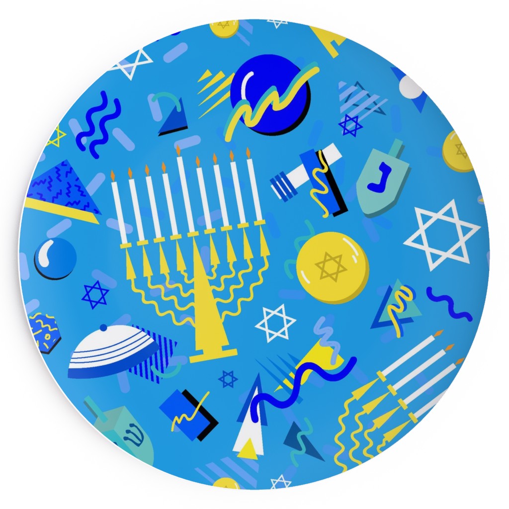 80s Hanukkah Celebration - Blue Salad Plate | Shutterfly