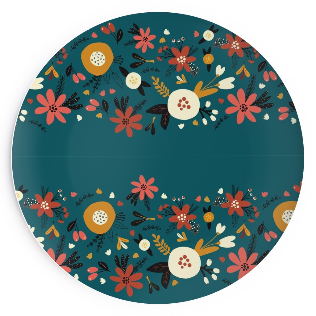 Autumn Floral Stripes - Blue Salad Plate | Shutterfly