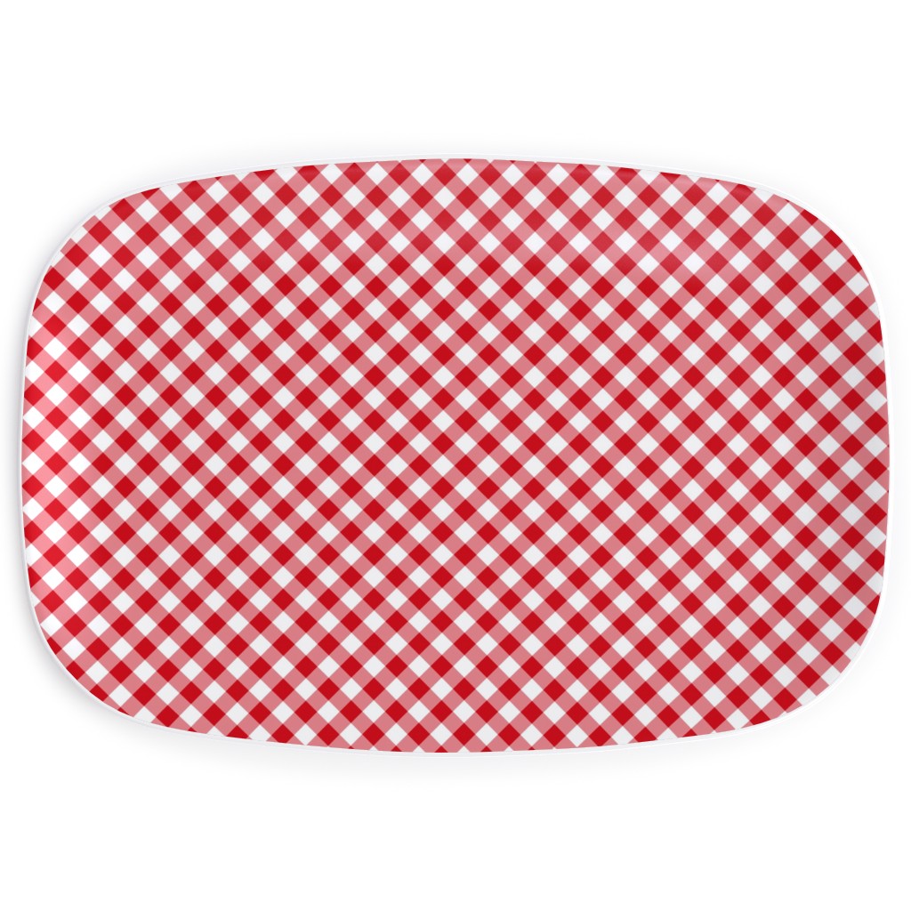 Diagonal Gingham - Red and White Serving Platter | Shutterfly