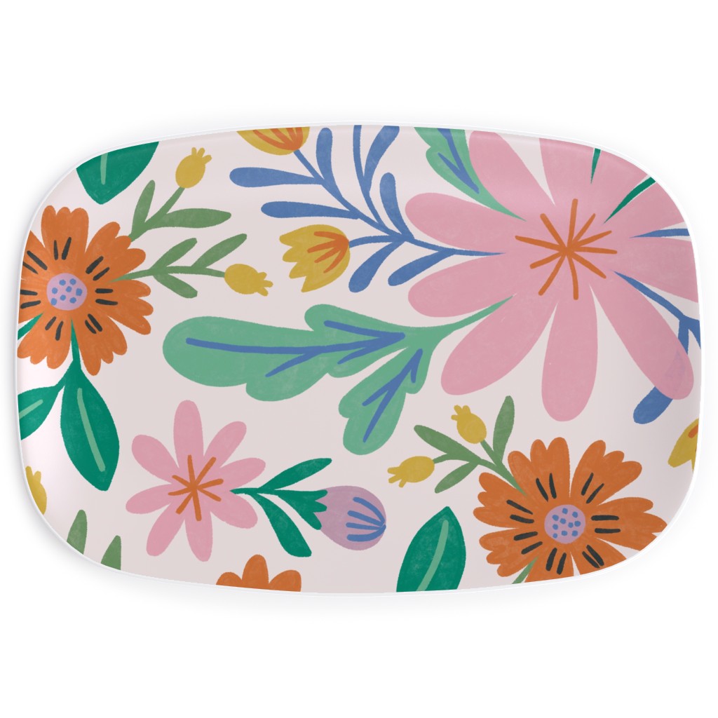 Happy Flowers - Multi on Pink Serving Platter | Shutterfly