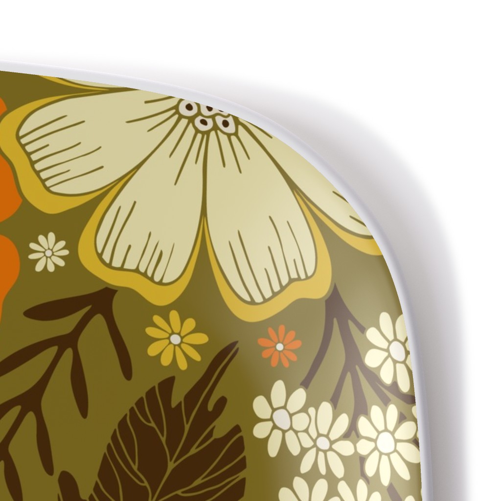 1970s Retro/Vintage Floral - Yellow and Brown Serving Platter | Shutterfly