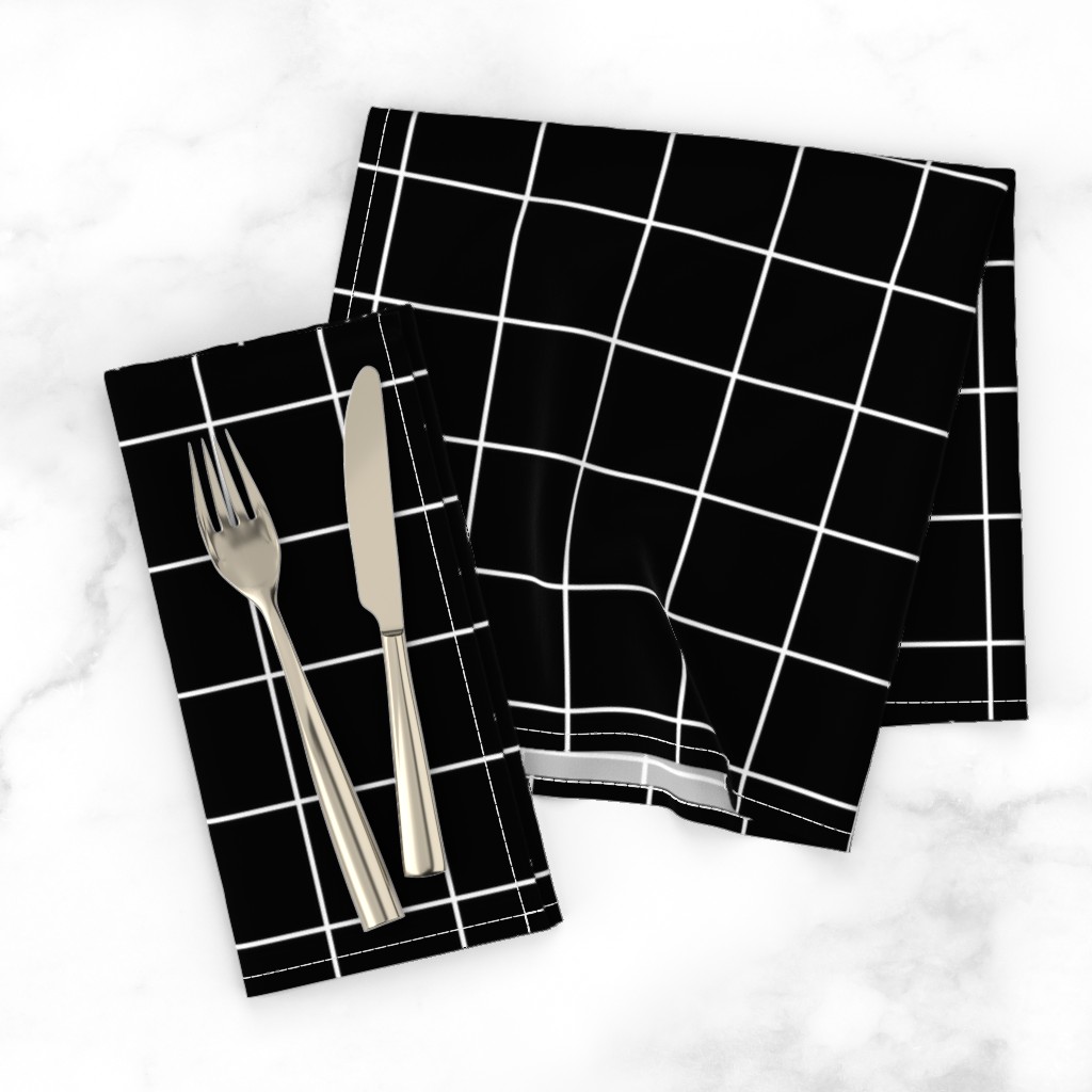 Window Pane Check - Black and White Cloth Napkin | Shutterfly