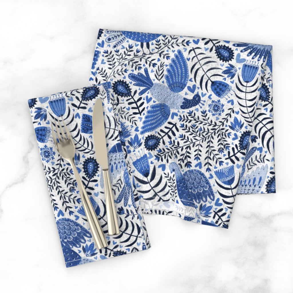Scandinavian Birds - Indigo Blue Cloth Napkin | Shutterfly