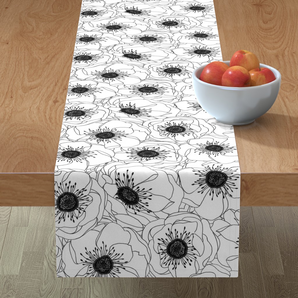 White Anemones - Neutral Table Runner | Shutterfly