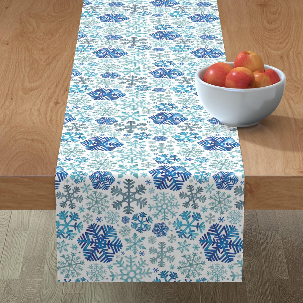 Christmas Snowflakes - Blue Table Runner | Shutterfly