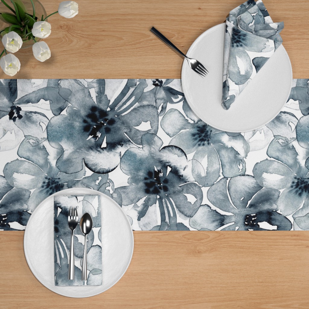 Floral Anemone - Indigo Table Runner | Shutterfly
