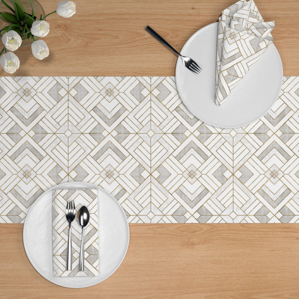Vintage Lennox Deco - White & Gold Table Runner | Shutterfly