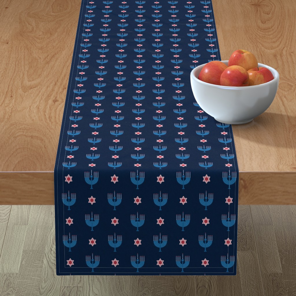 Hanukkah - Navy Table Runner | Shutterfly