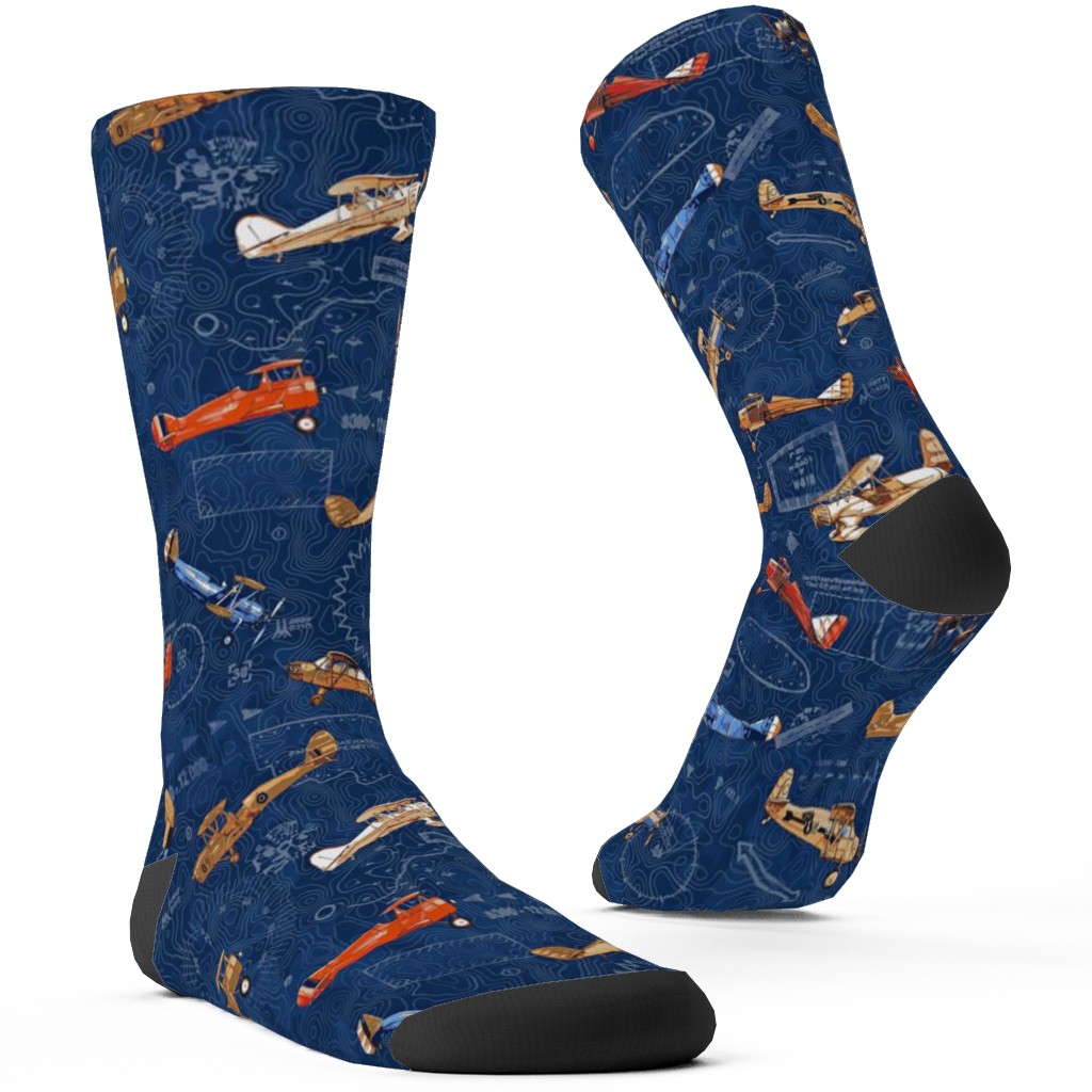 Vintage Airplanes - Blue Custom Socks | Shutterfly