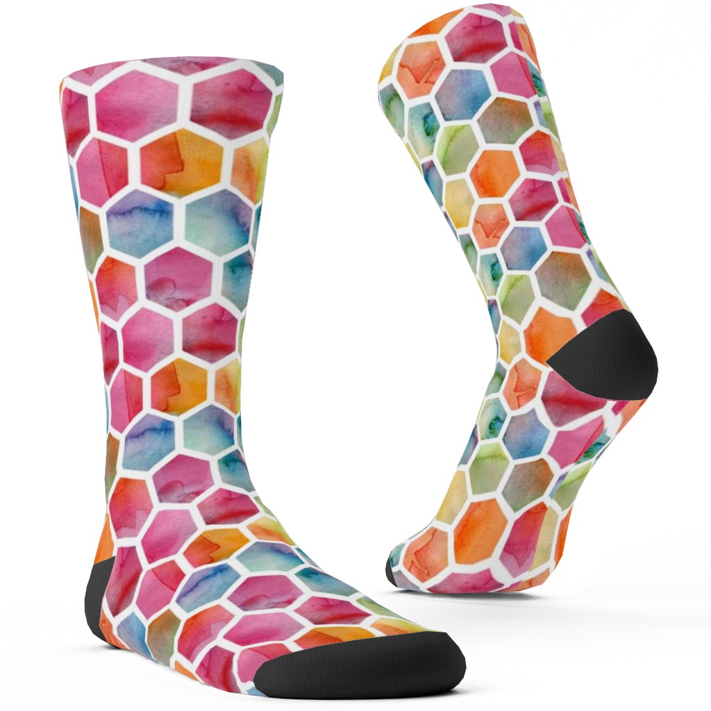 Watercolour Hexagons - Multi Custom Socks | Shutterfly