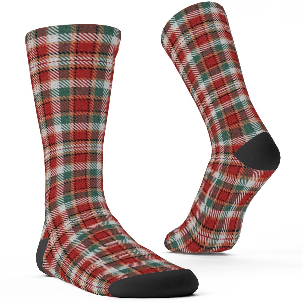 Fuzzy Look Christmas Plaid - Red and Green Custom Socks | Shutterfly