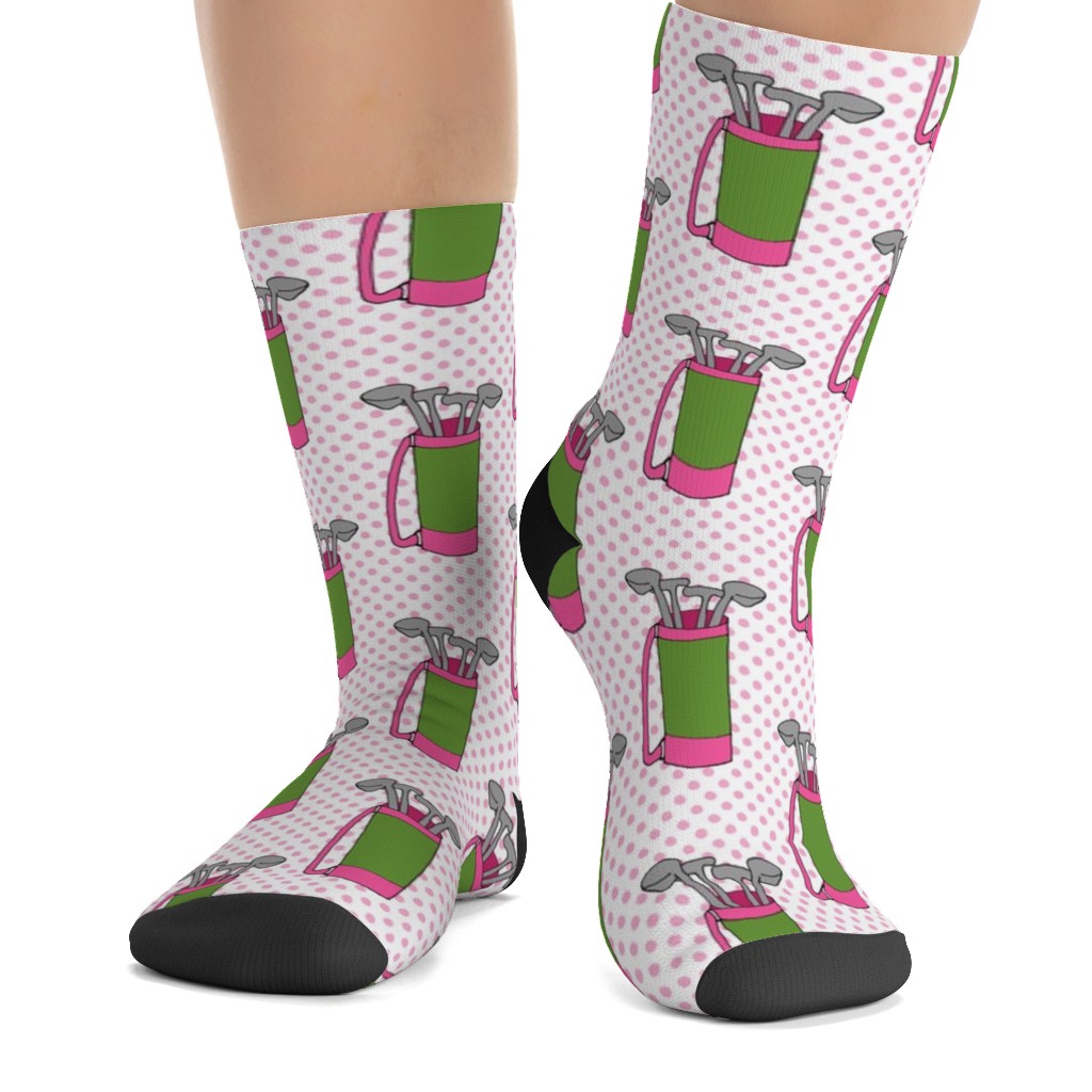 Golf Club Pattern - Green and Pink Custom Socks | Shutterfly