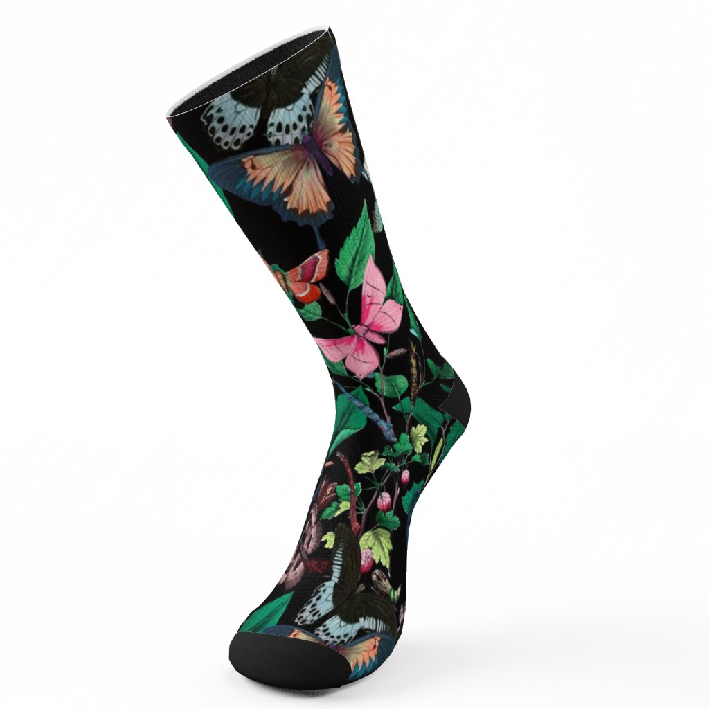 Butterfly Sanctuary - Multi on Black Custom Socks | Shutterfly