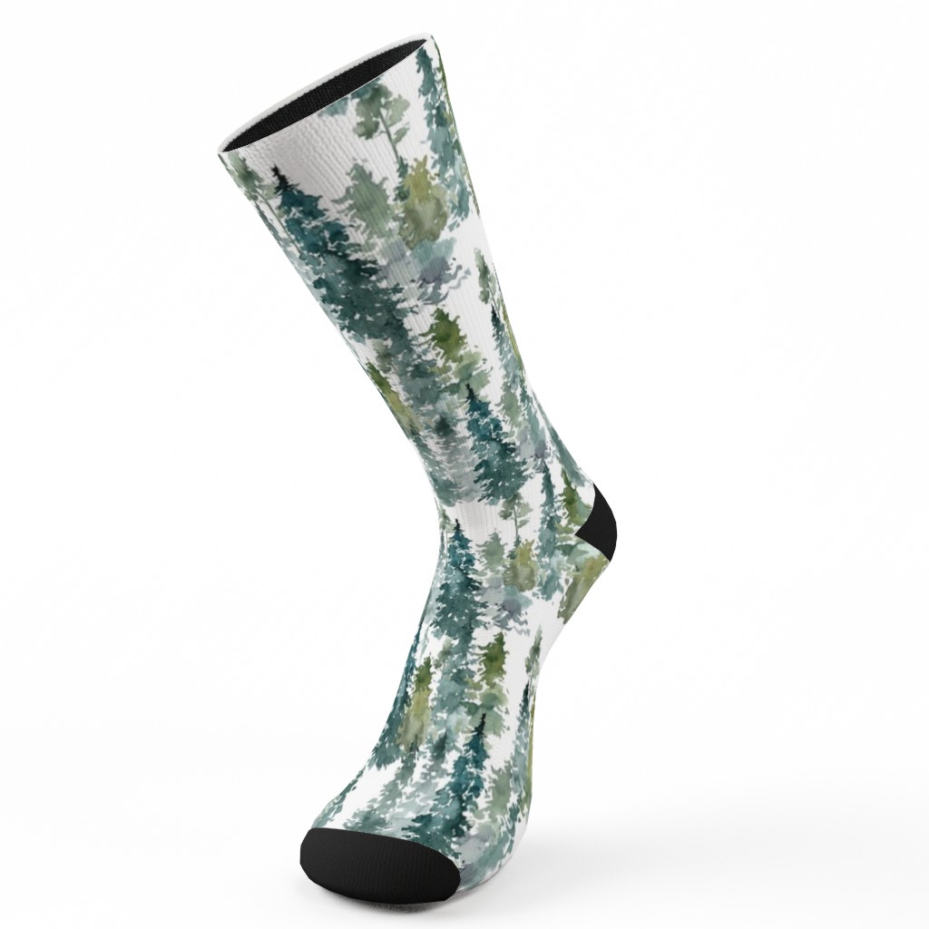 Woodland Trees Watercolor - White Custom Socks | Shutterfly