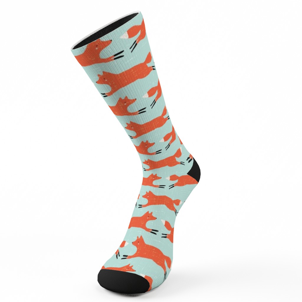 Little Orange Fox - Orange and Green Custom Socks | Shutterfly