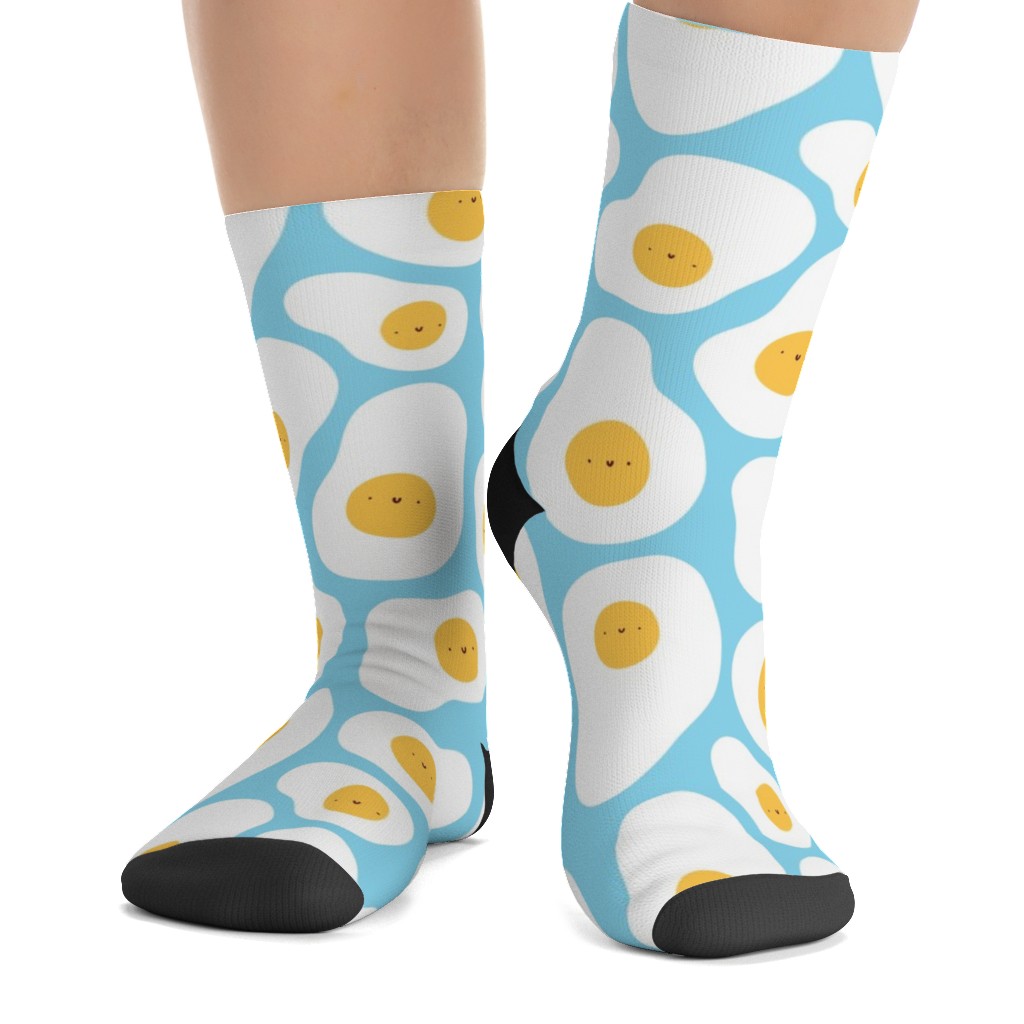 Cute Fried Eggs - Blue Custom Socks | Shutterfly