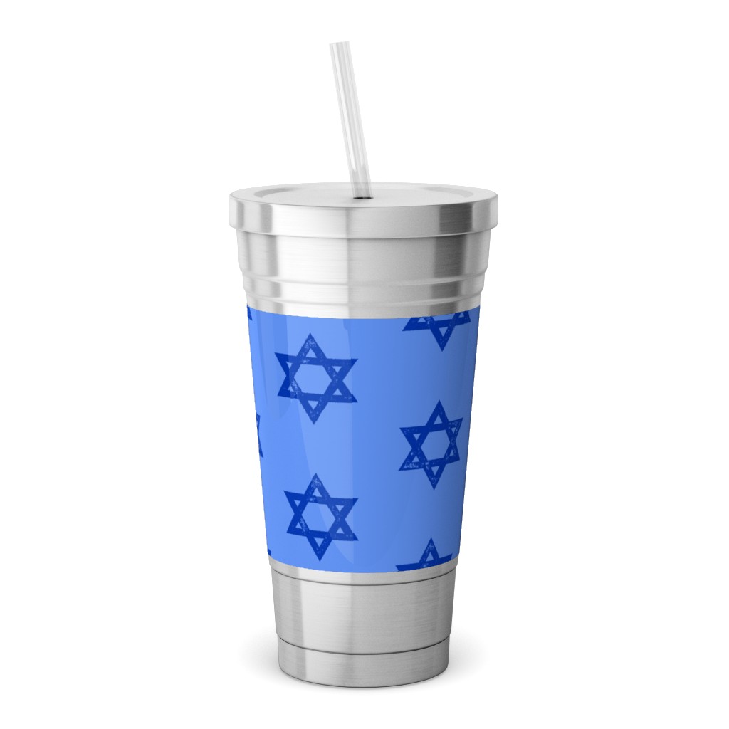 Star of David - Blue Stainless Tumbler with Straw | Shutterfly