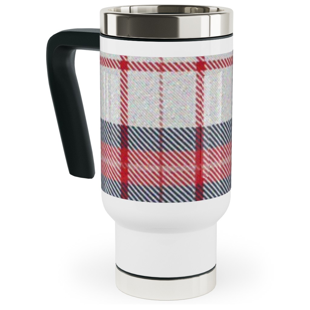 Red White and Blue Plaid Travel Mug with Handle | Shutterfly
