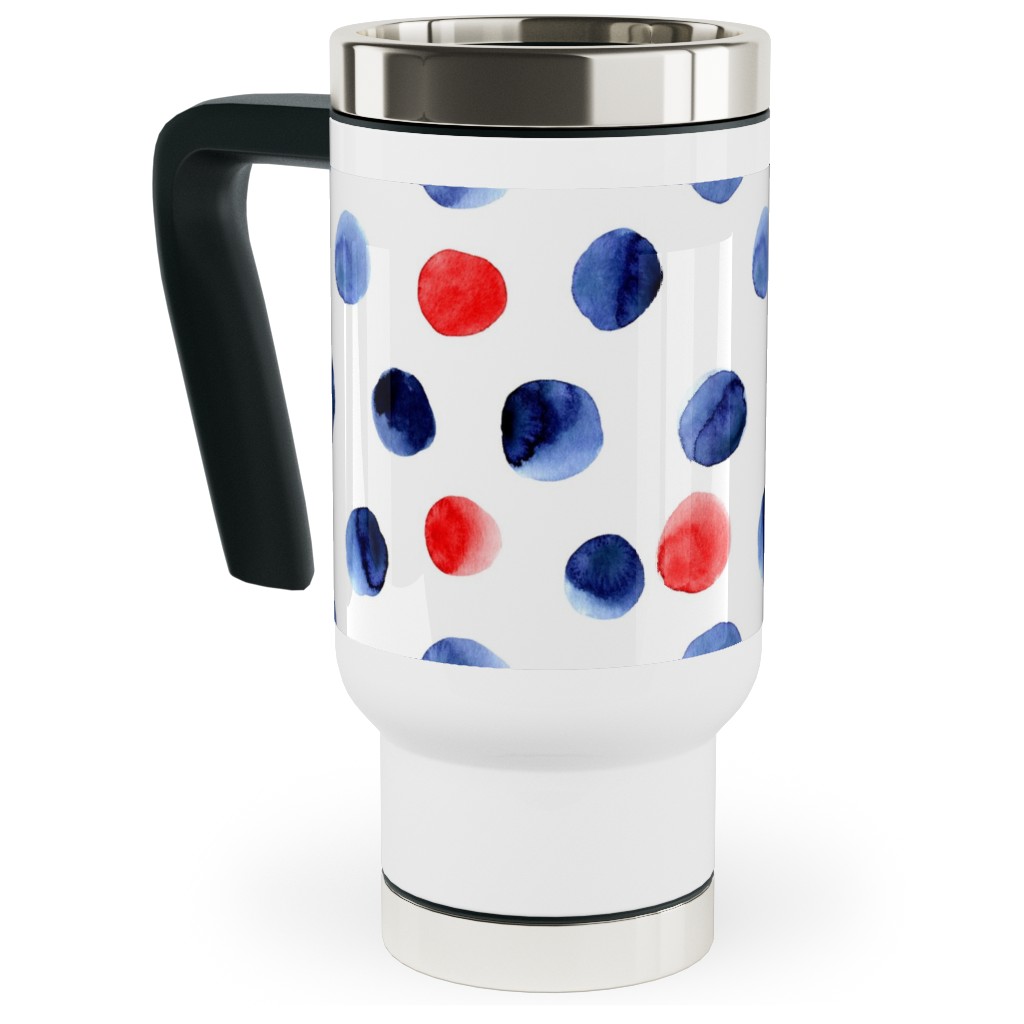 Red and Blue Watercolor Dots Travel Mug with Handle | Shutterfly